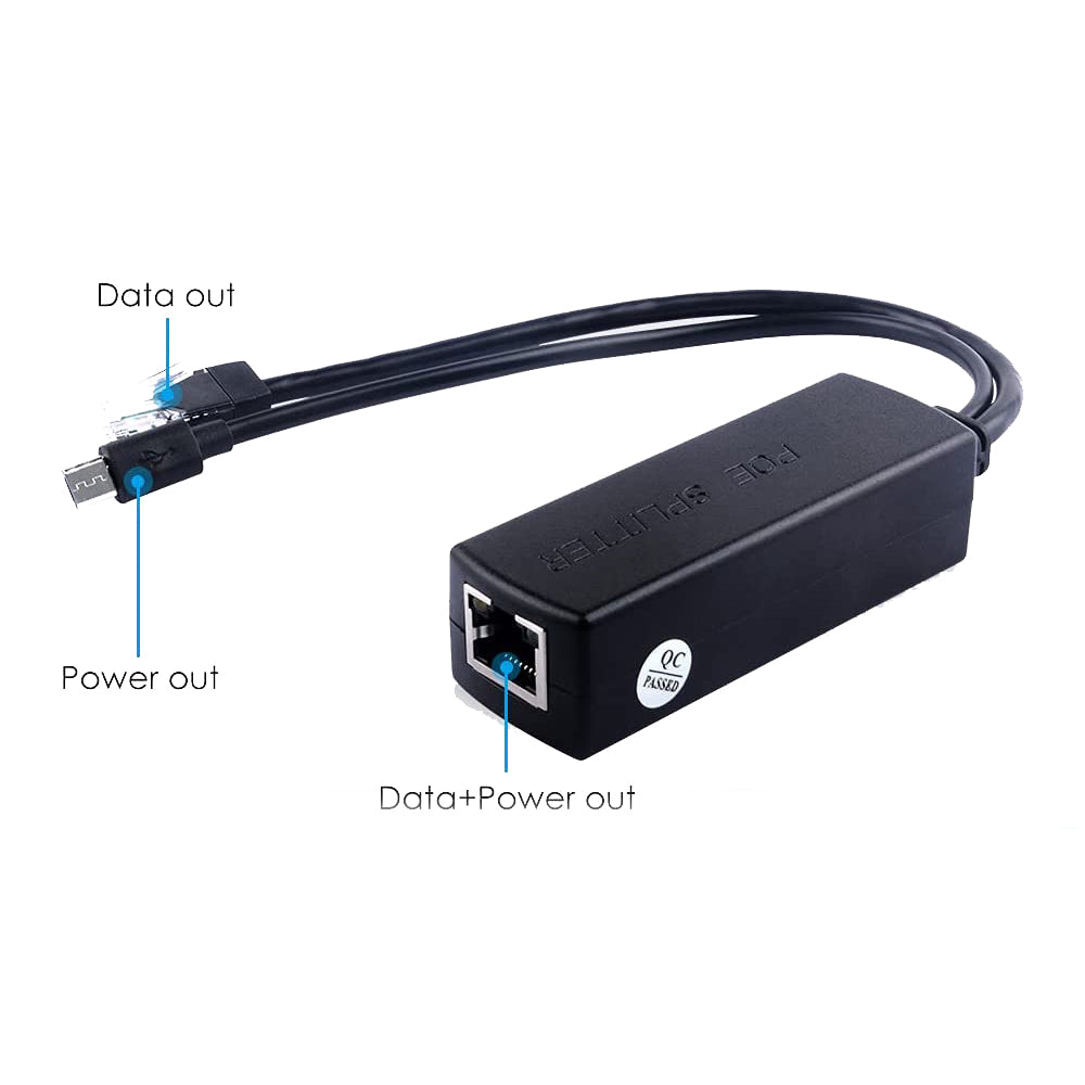 POE to 5V DC TYPE C Power Over Ethernet 48V To 5V 12W Active POE Split