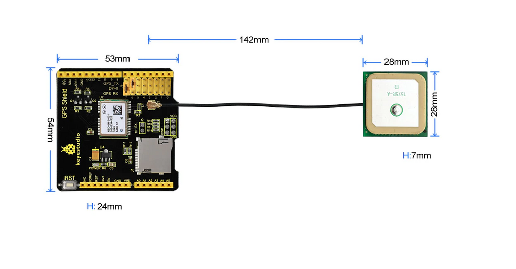 KEYESTUDIO GPS shield with SD slot +Antenna for Arduino UNO R3